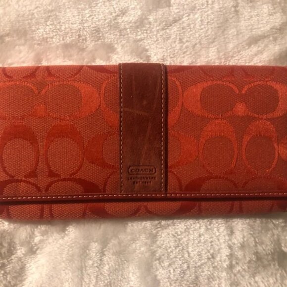 Coach | Bags | Coach Cherry Red Trifold Wallet Nwot In Excellent ...